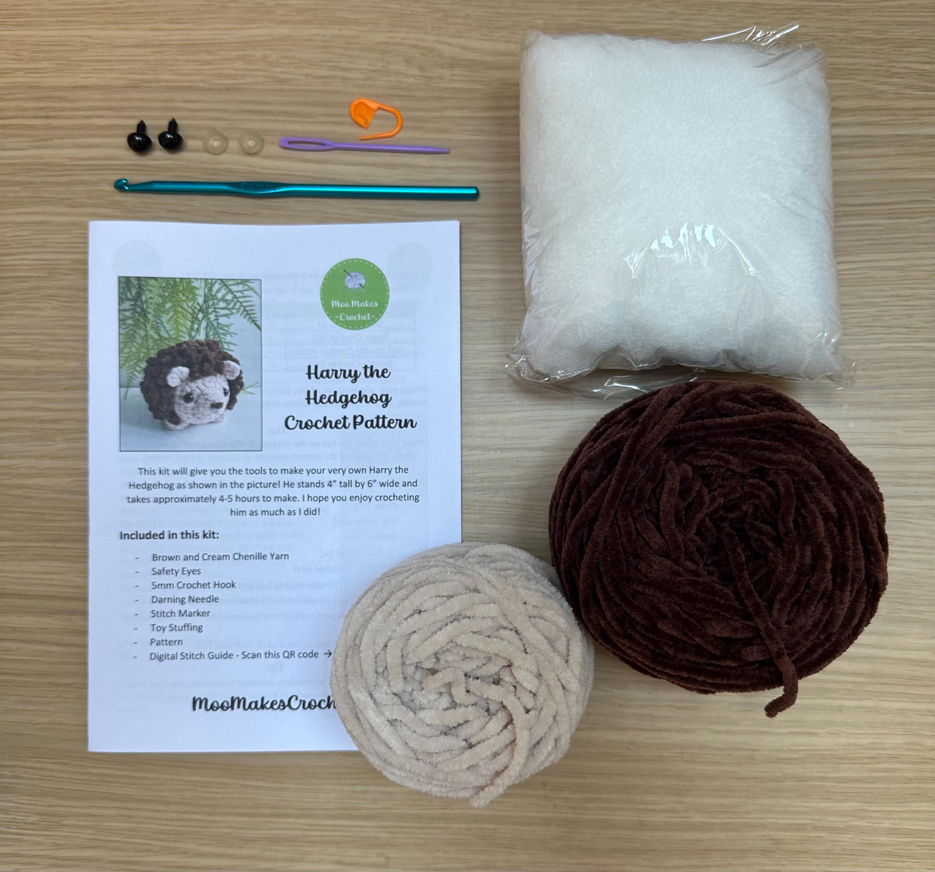 Crochet Kit and Pattern for Harry the Hedgehog, DIY Tool Kit, Learn ...