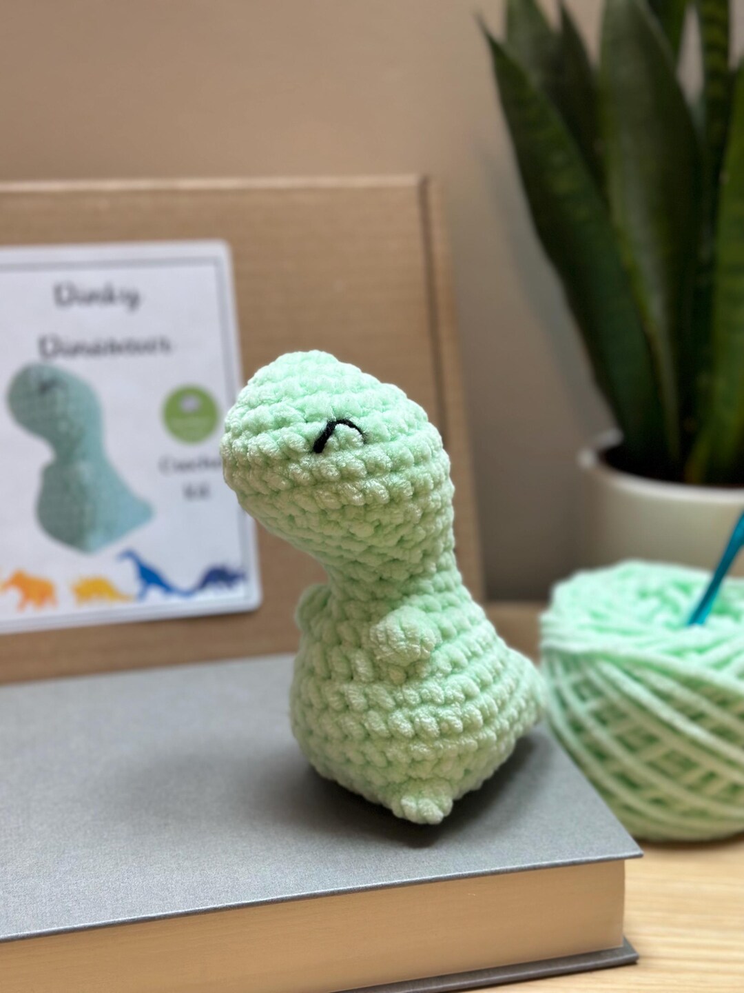 Crochet Kit and Pattern for Dinky Dinosaur, DIY Kit, Learn Crochet, T ...