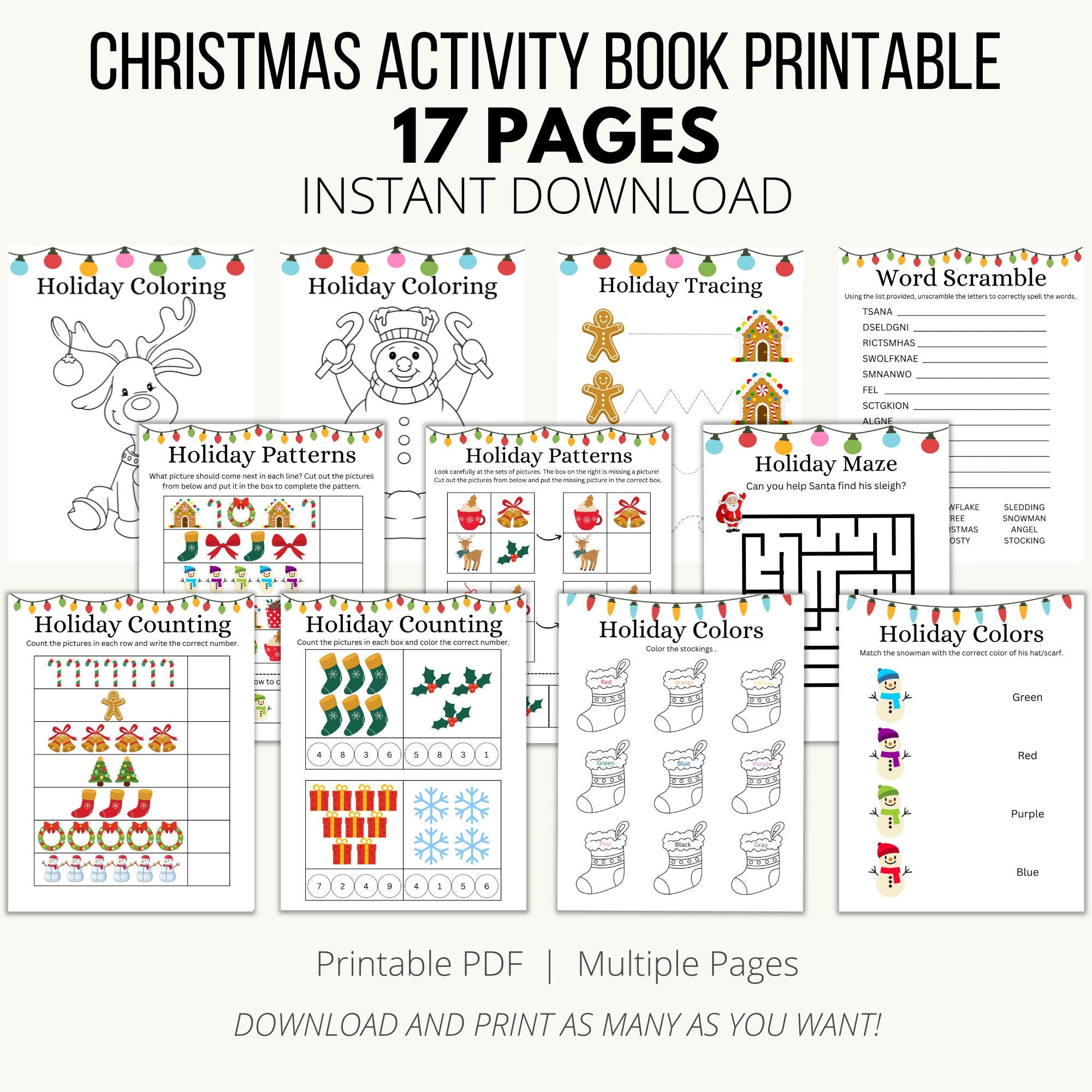 Christmas Activity Book Printable - Etsy