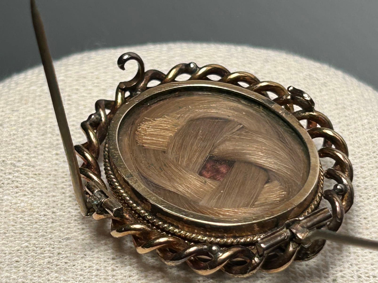 Gold Micro-mosaic Mourning Brooch: 19th Century Floral Hair Braid ...