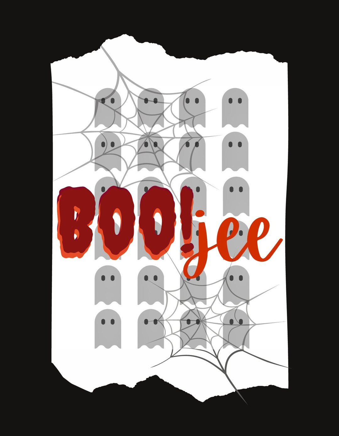 Boojee White on Black Background- Halloween Digital Download: Use for T ...