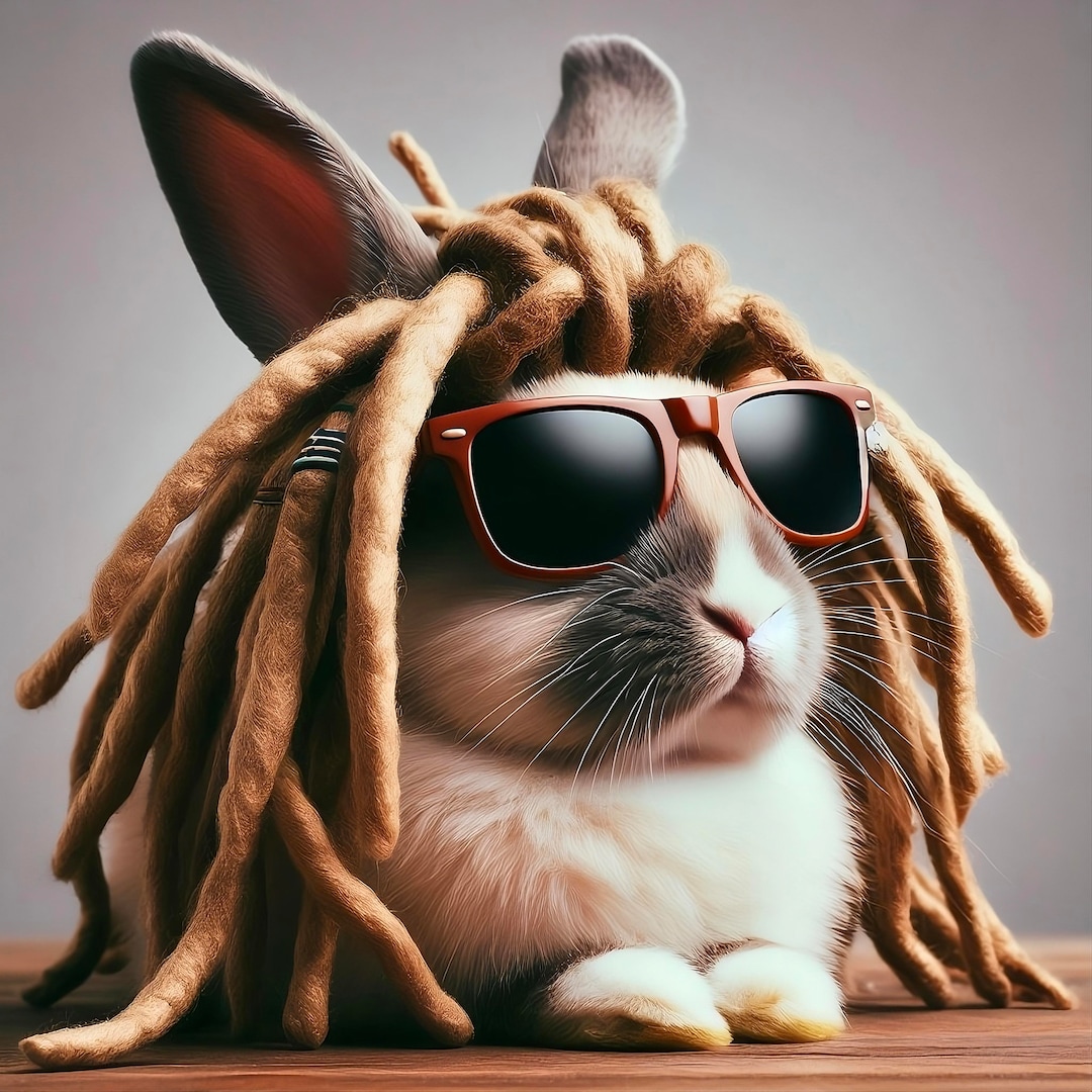 Rabbit Rasta With Dreadlocks and Sunglasses - JPEG File in High Quality ...