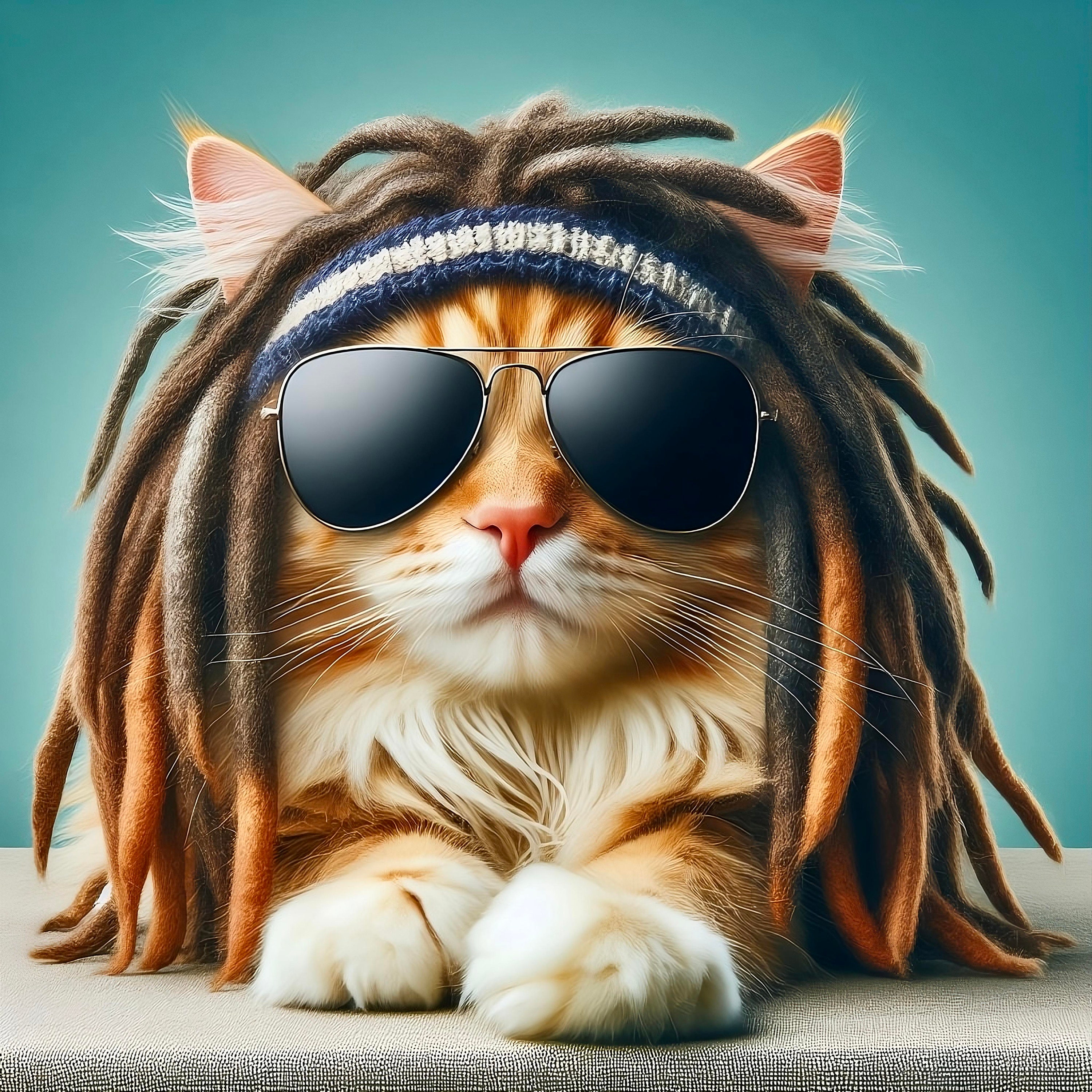 Cat Rasta With Dreadlocks and Sunglasses - JPEG File in High Quality - Etsy