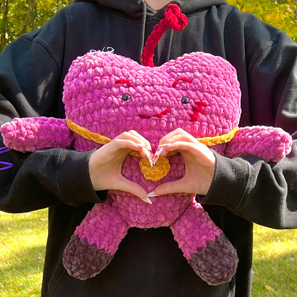 Stray Kids PIPI Plushie Handmade Crochet Pink and Gray With Heart Chain ...