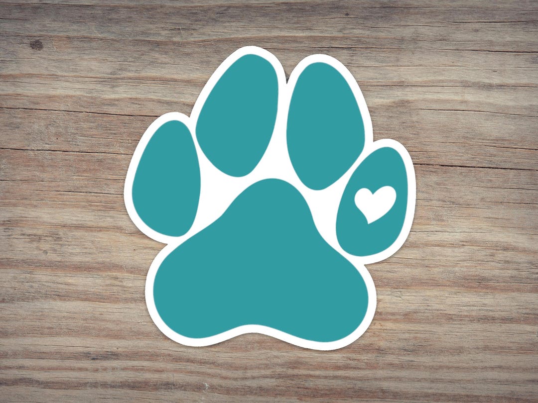 Teal Paw Print Sticker - Etsy