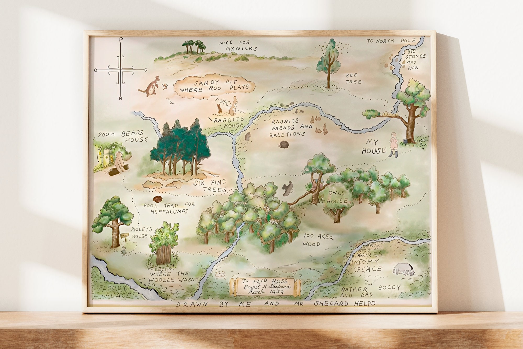 100 Acre Wood Map Classic Winnie the Pooh Original Aker Map - Etsy