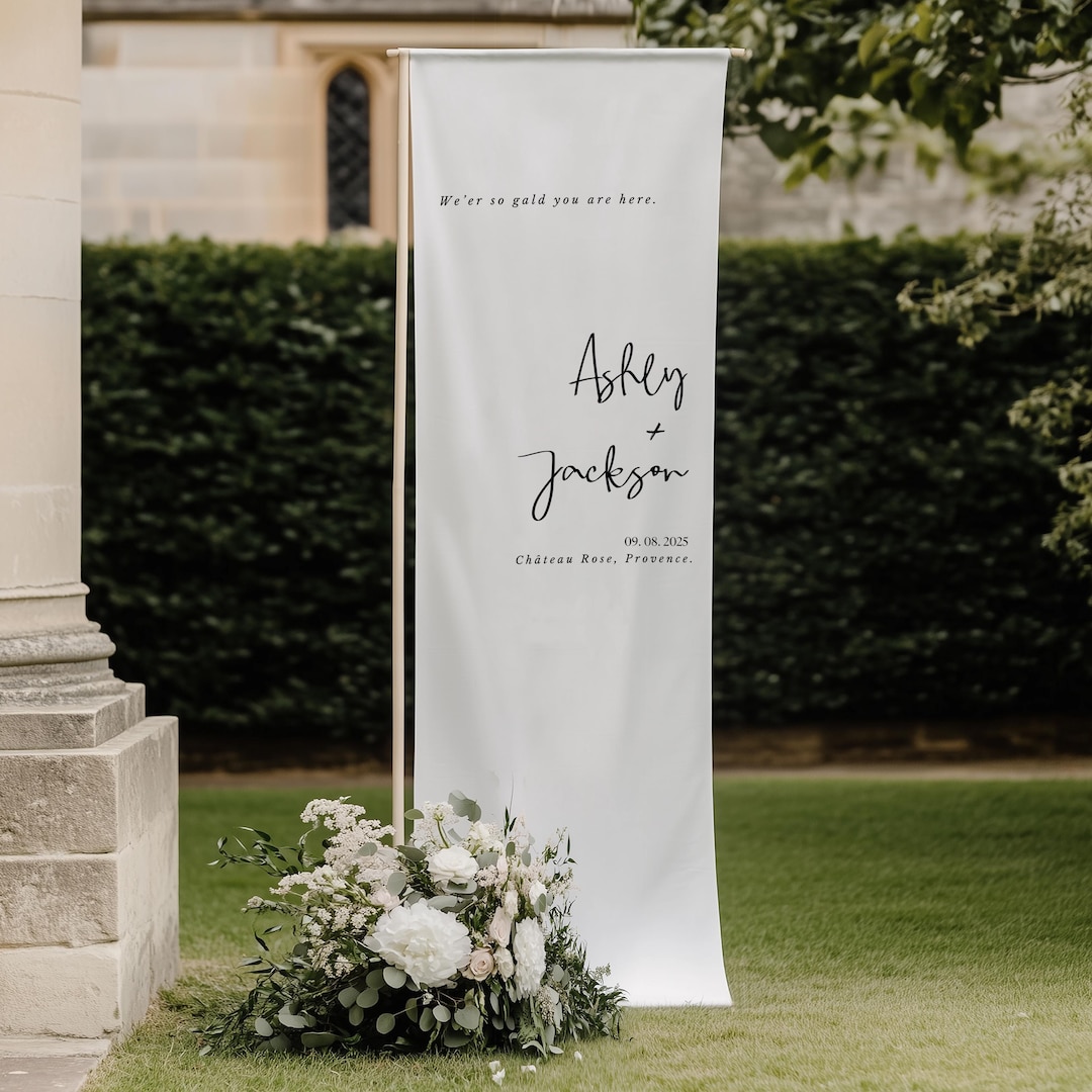 Linen Wedding Sign, Fabric Wedding Banner, Bridal Shower Sign, Wedding ...