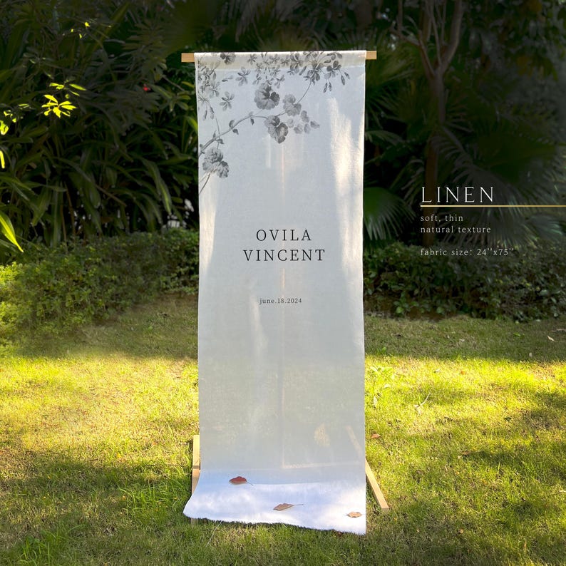 Personalized Linen Wedding Welcome Sign: Chiffon Fabric Banner - Etsy
