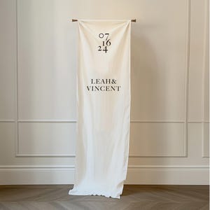 Linen Wedding Sign, White Welcome Sign, Chiffon Fabric Wedding Banner ...