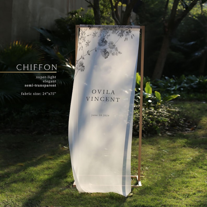 Personalized Linen Wedding Welcome Sign: Chiffon Fabric Banner - Etsy