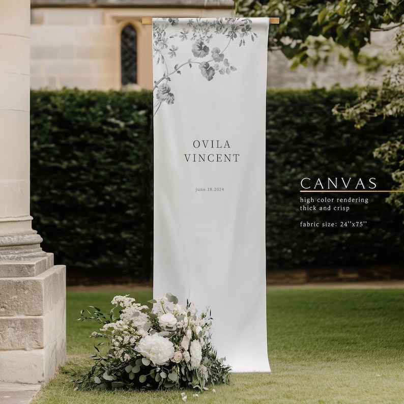 Personalized Linen Wedding Welcome Sign: Chiffon Fabric Banner - Etsy