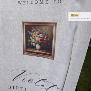 Linen Wedding Sign, White Welcome Sign, Chiffon Fabric Wedding Banner ...