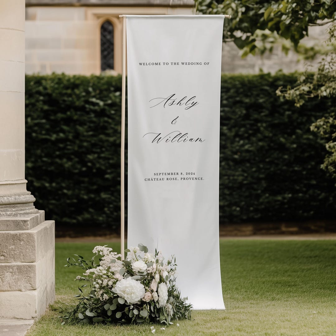 Linen Wedding Sign, Fabric Wedding Banner, Bridal Shower Sign, Wedding ...