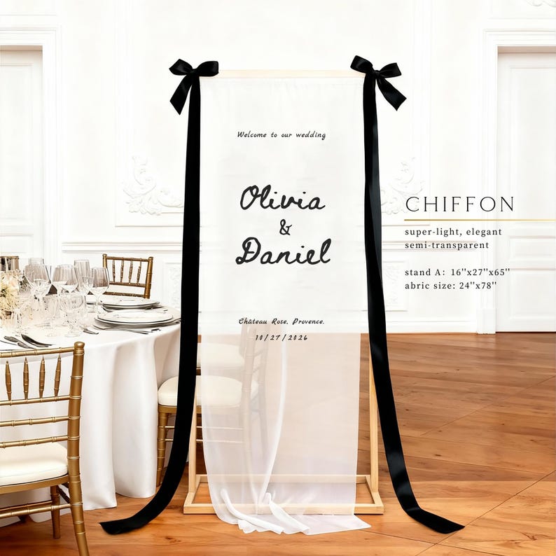 Custom Wedding Welcome Sign, Linen Wedding Sign, Canvas Chiffon Fabric ...