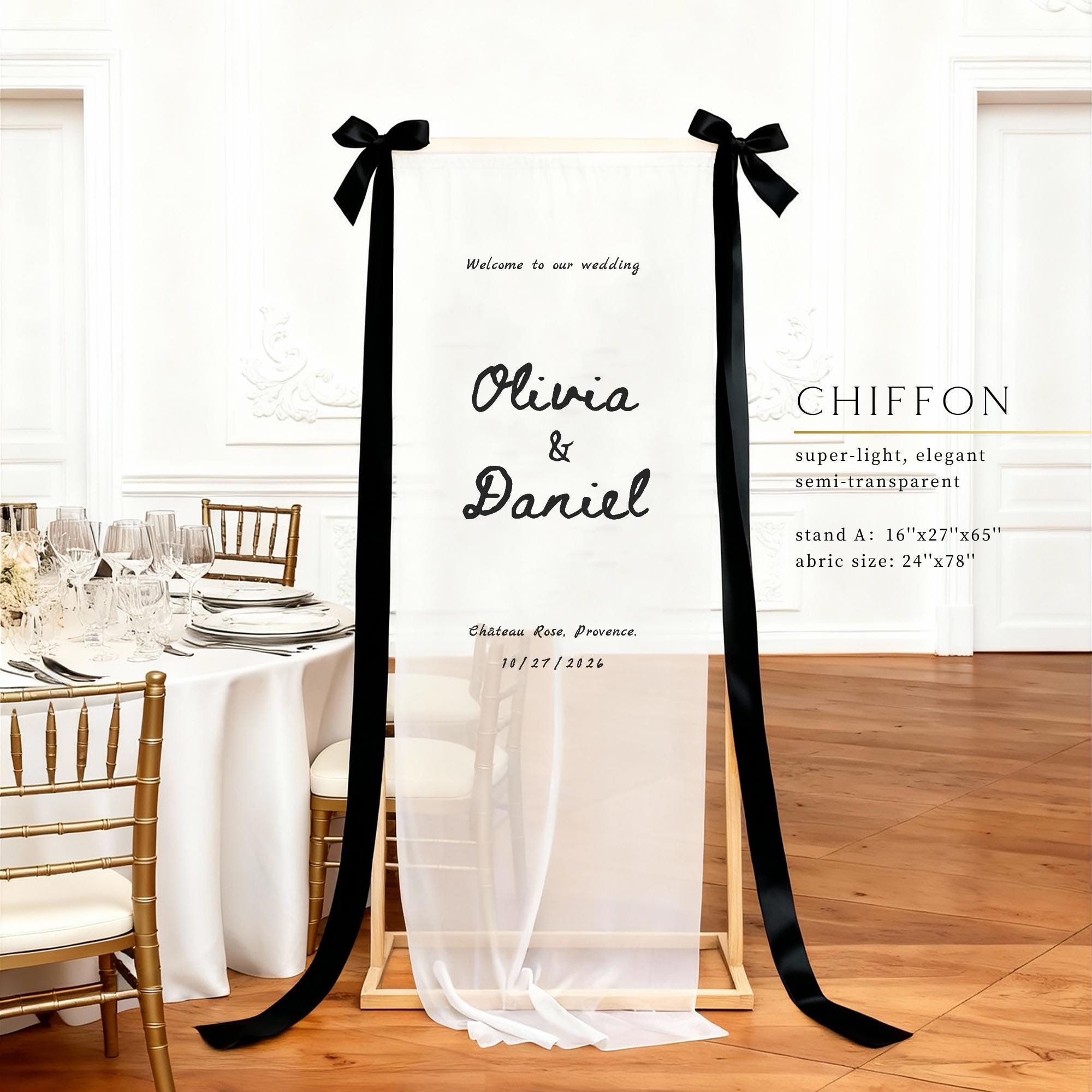 Custom Wedding Welcome Sign, Linen Wedding Sign, Canvas Chiffon Fabric ...