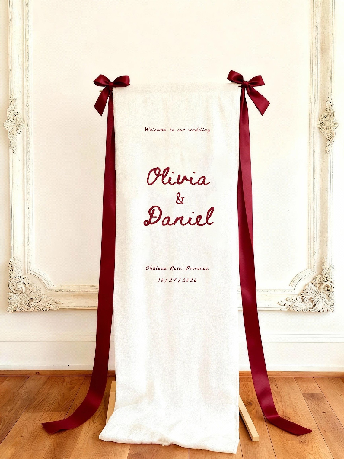 Custom Wedding Welcome Sign, Linen Wedding Sign, Canvas Chiffon Fabric ...