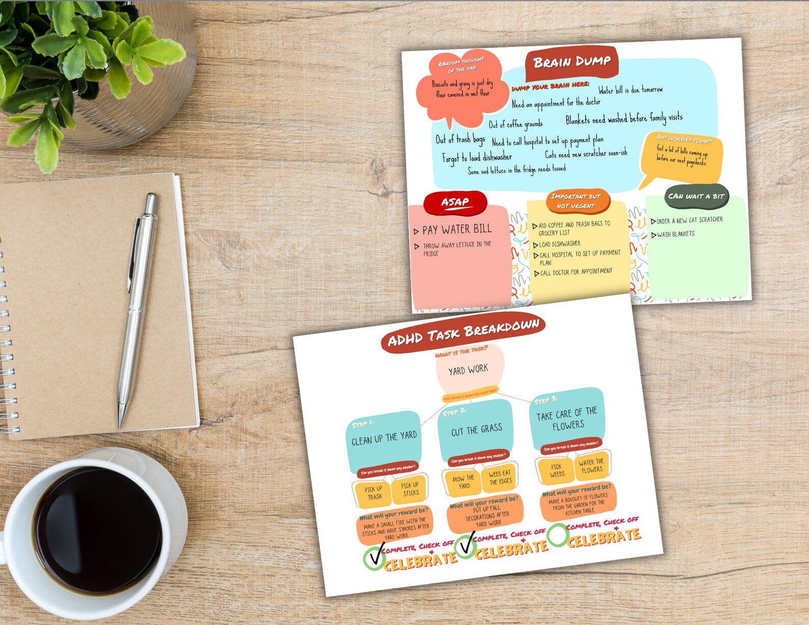 ADHD Productivity Printable Task Kit | Executive Dysfunction Hacks ...