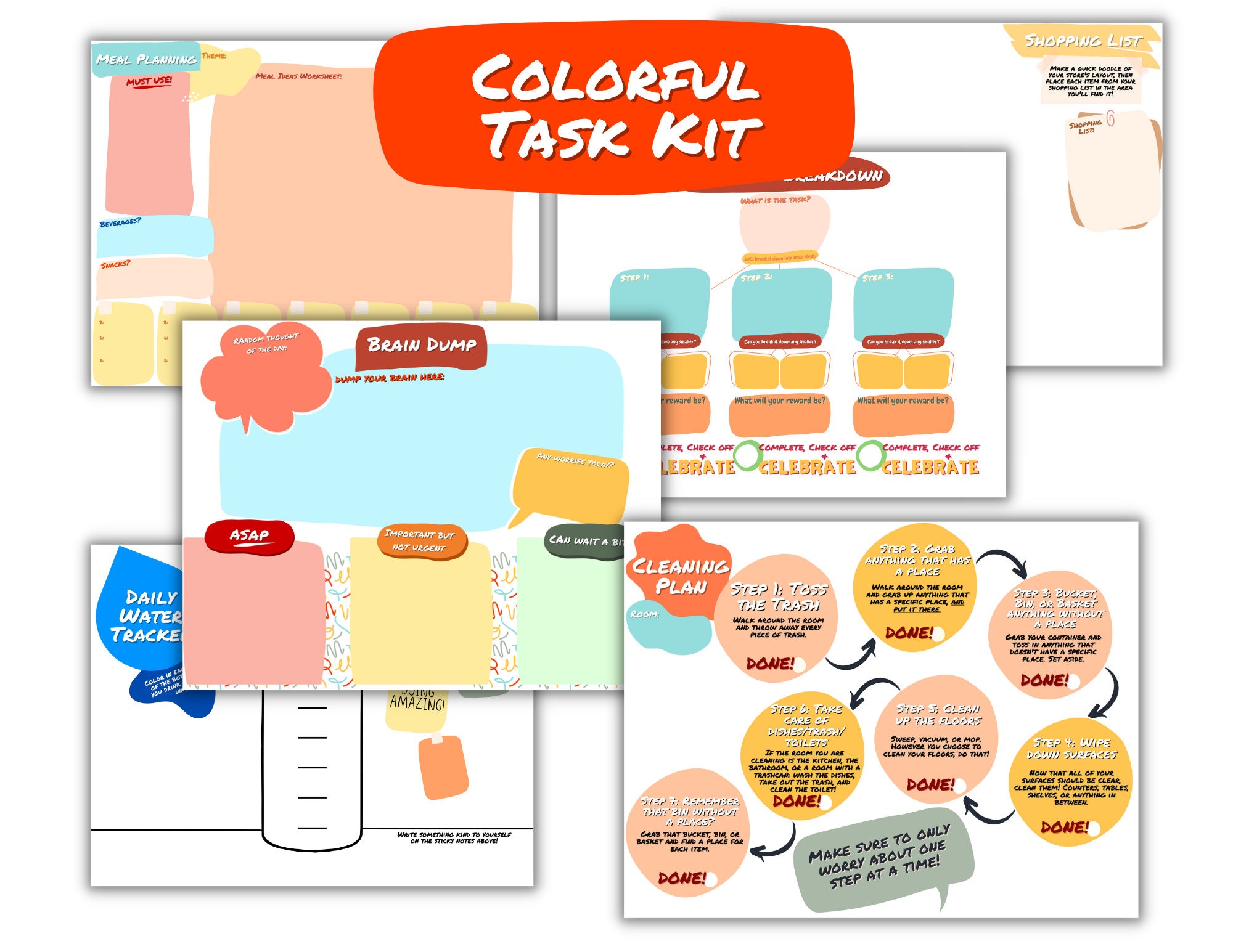 ADHD Productivity Printable Task Kit | Executive Dysfunction Hacks ...