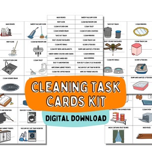 Cleaning Task Cards Kit | Productivity Life Hack | ADHD Executive ...