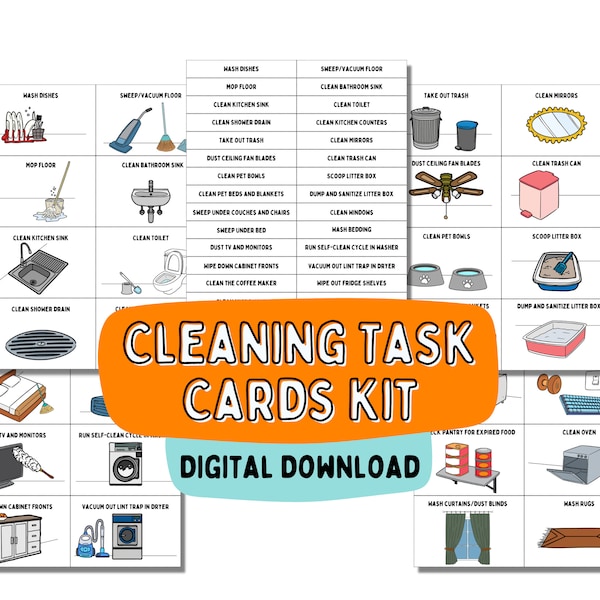 Cleaning Chore Cards - Etsy