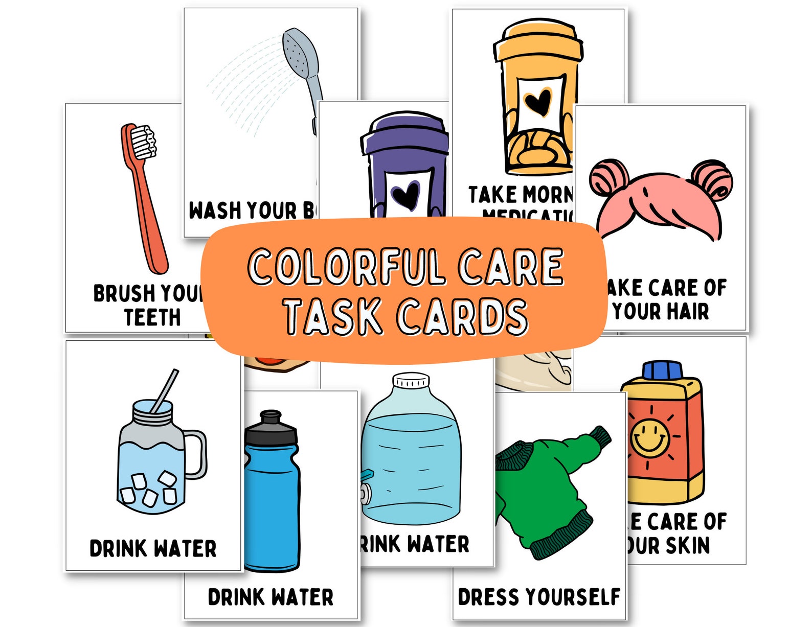 Self Care Task Cards Printable PDF | Daily Care Tasks Printable ...
