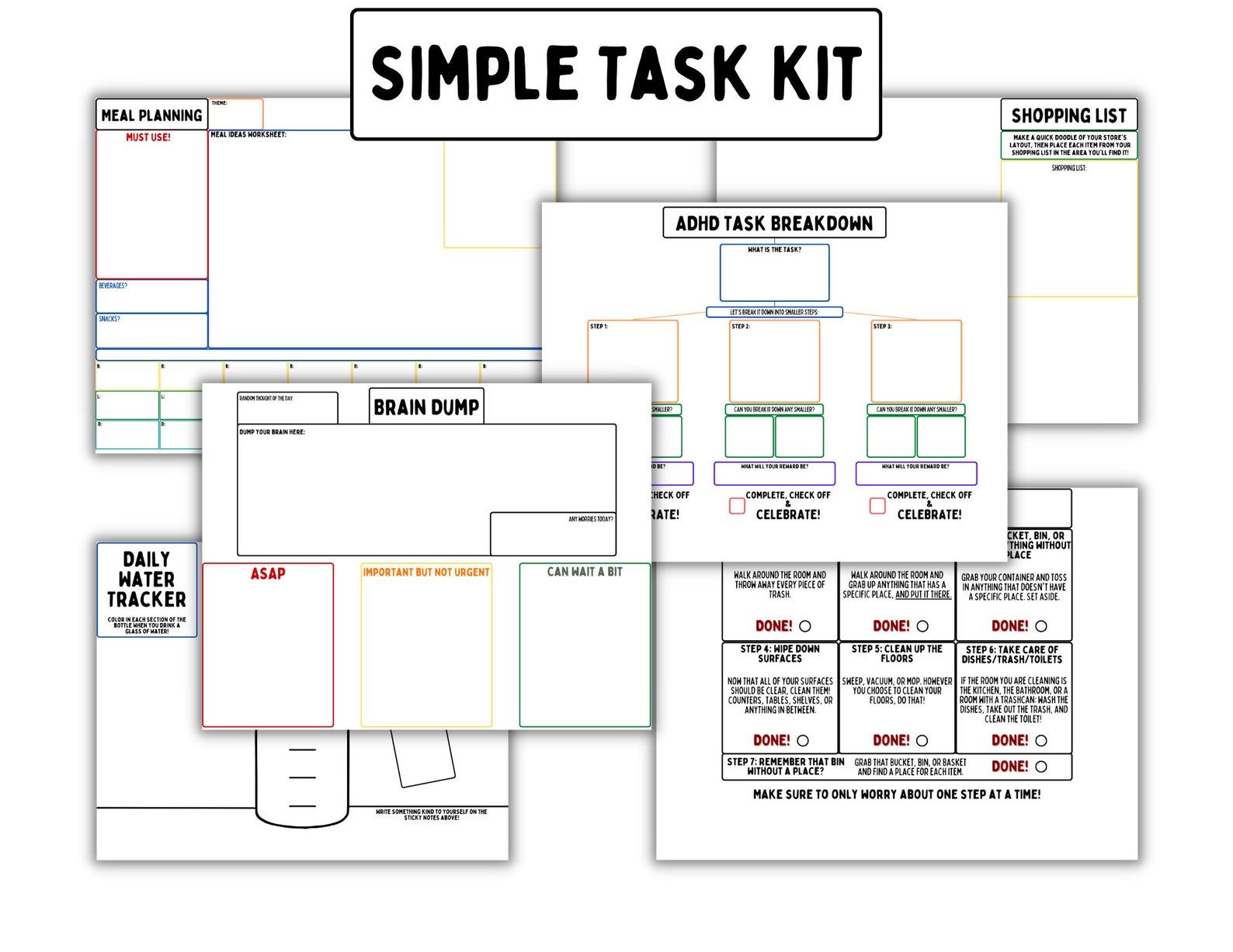 ADHD Productivity Printable Task Kit | Executive Dysfunction Hacks ...