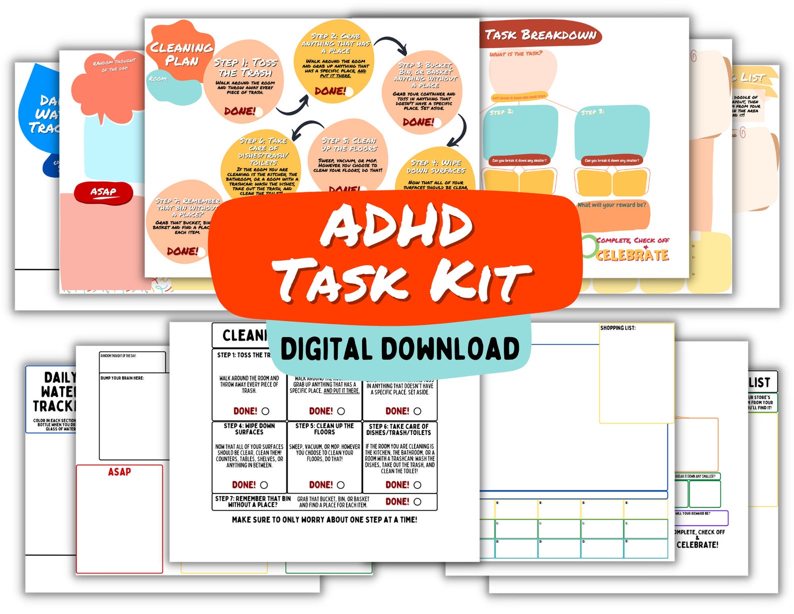 ADHD Productivity Printable Task Kit | Executive Dysfunction Hacks ...