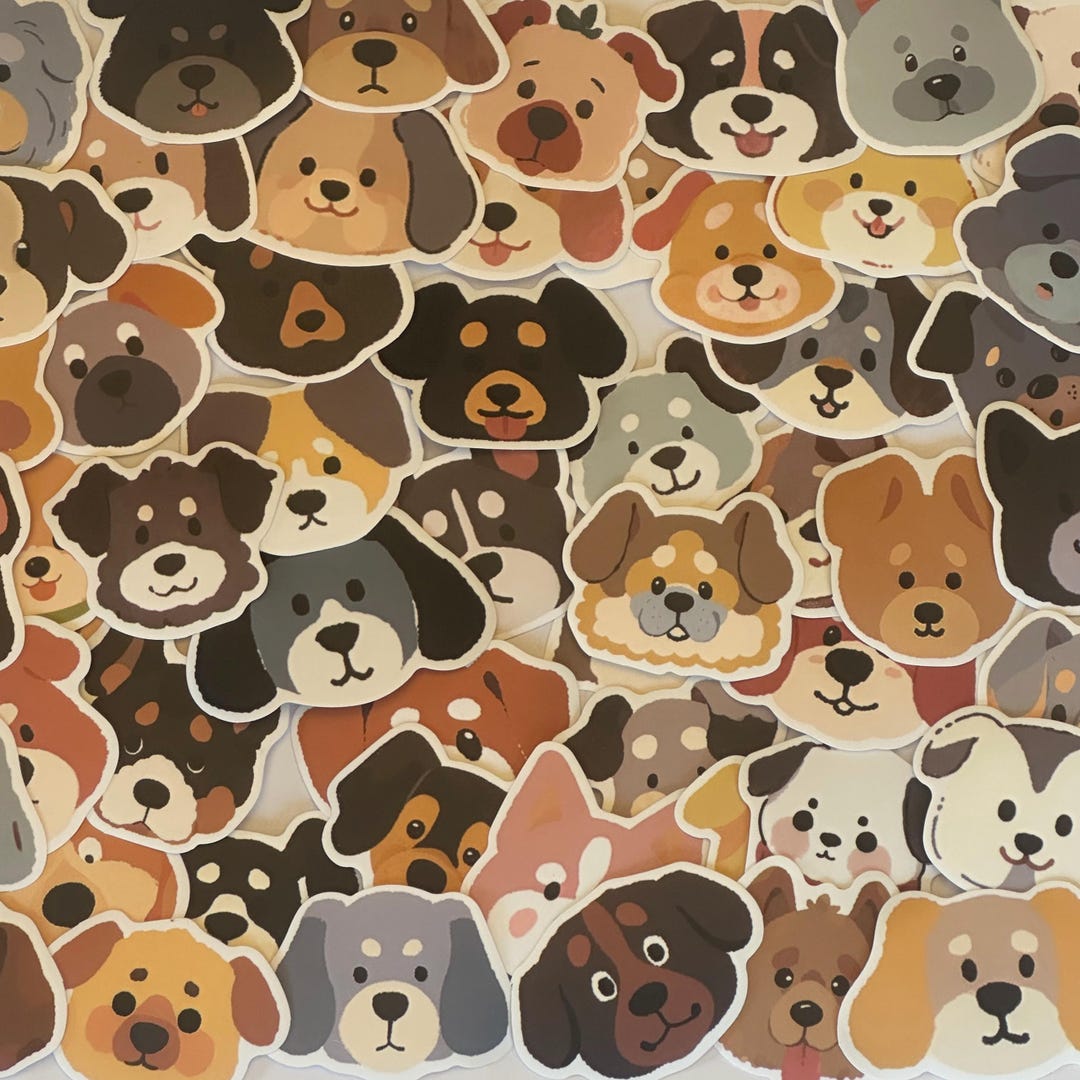 5 PCS Matte Puppy Dog Sticker Pack, Lake Water Bottle Laptop Scrapbook ...