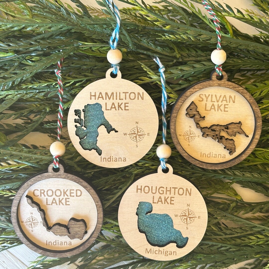 Lake Shape Christmas Ornament, Custom Lake Decoration, Painted ...