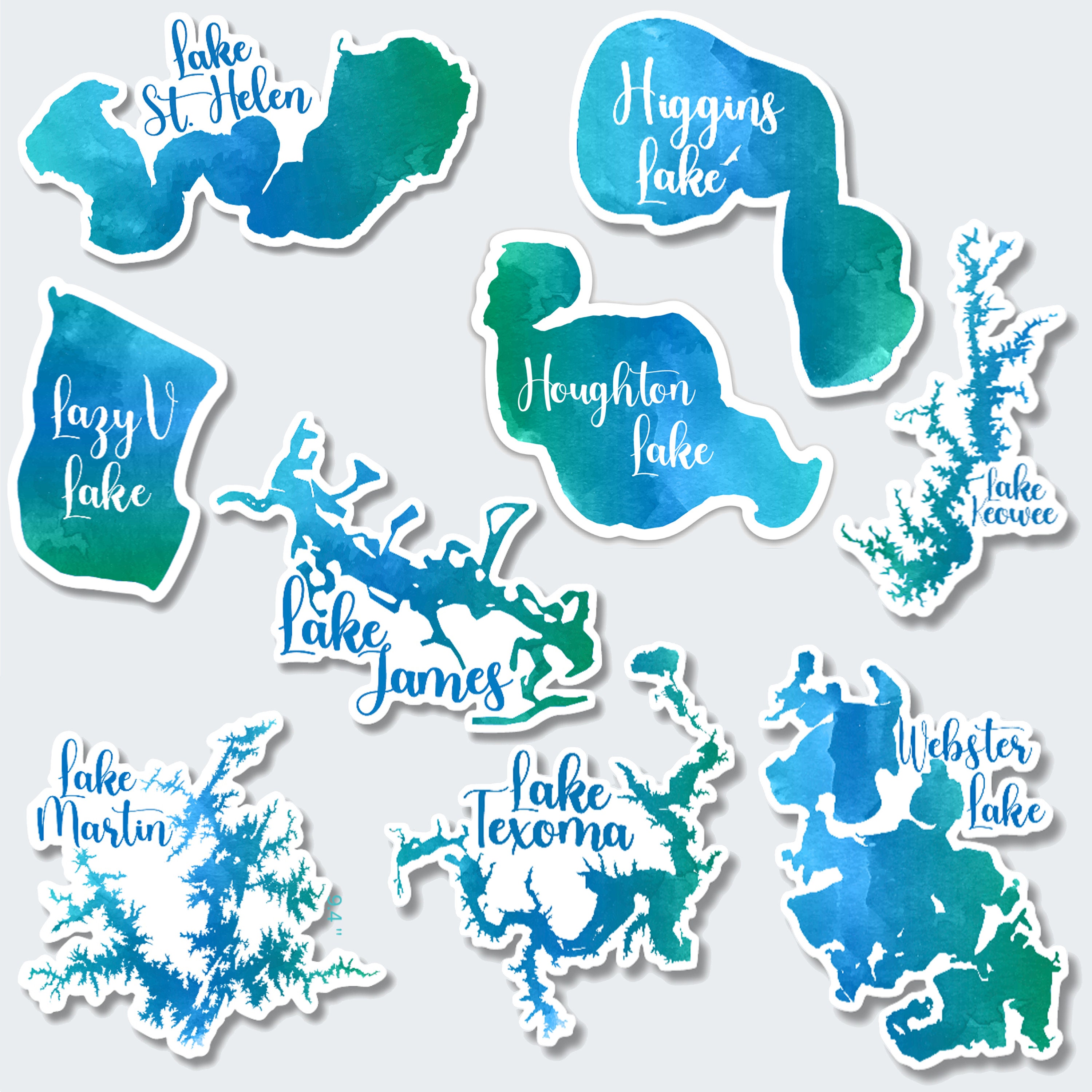 Any Lake or Pond Watercolor Sticker, Custom Personalized Lake Water ...