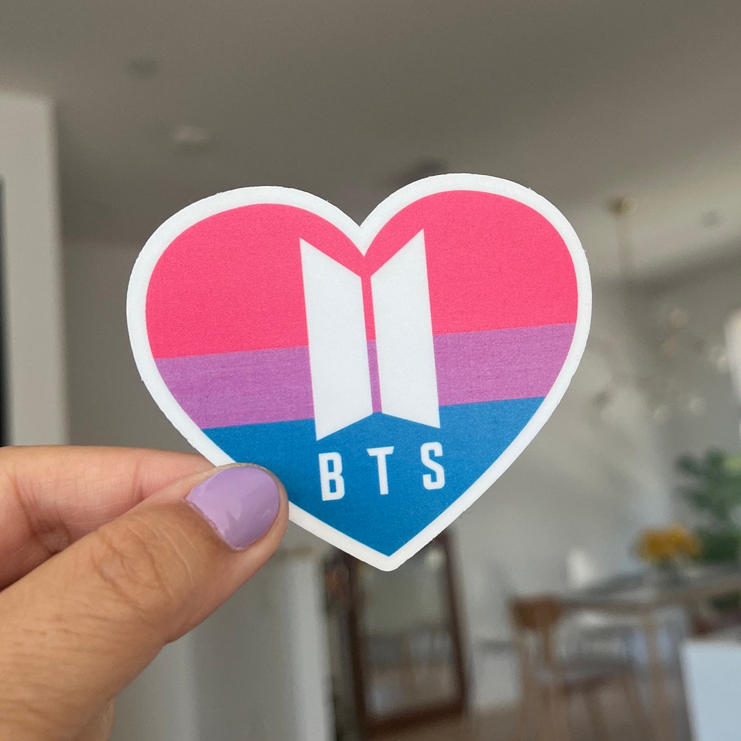 BTS Bisexual Pride Heart Sticker Waterproof Clear Vinyl Laptop Water ...