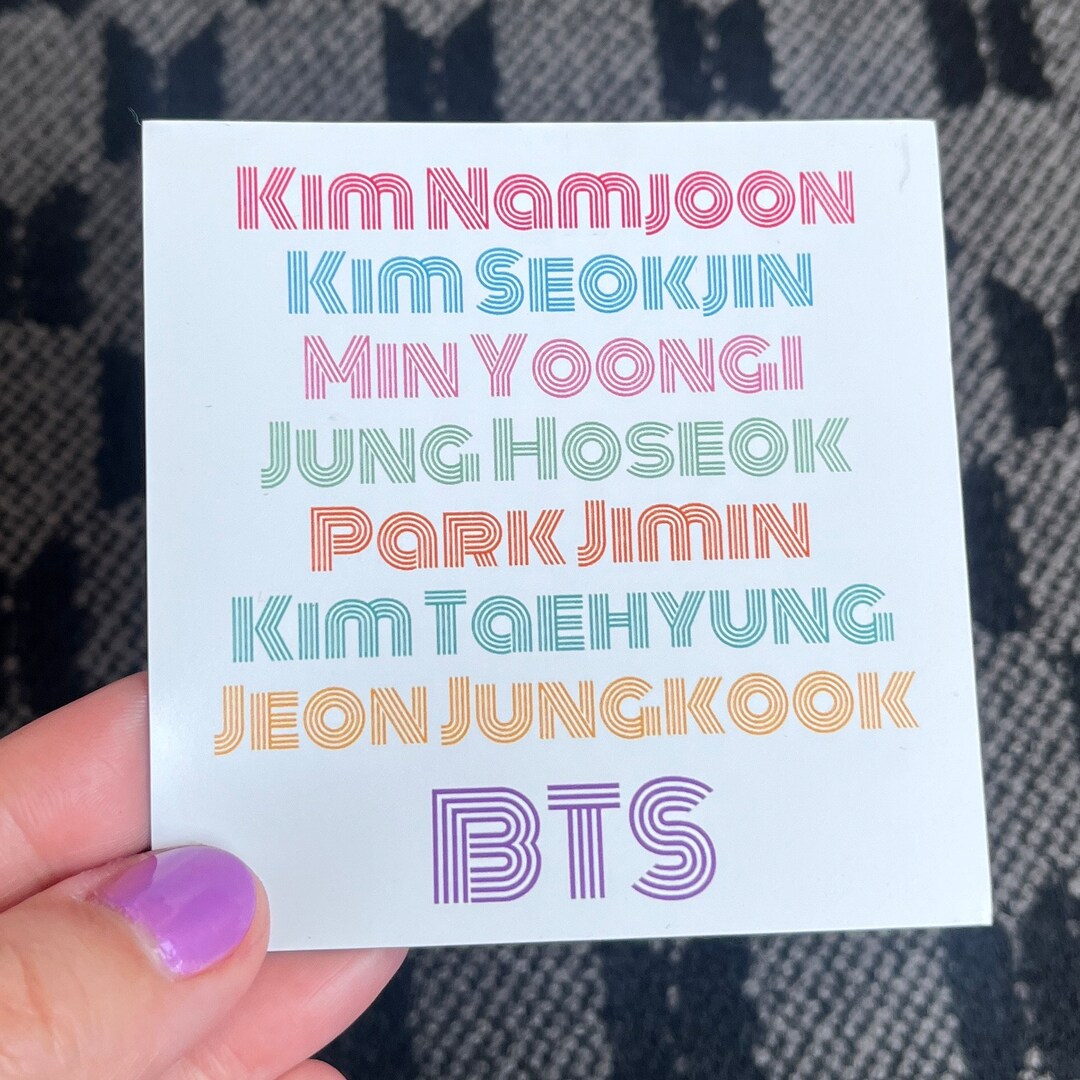 BTS Fanchant Magnet - 3x3 Waterproof Matte OT7 Names Namjoon Seokjin ...