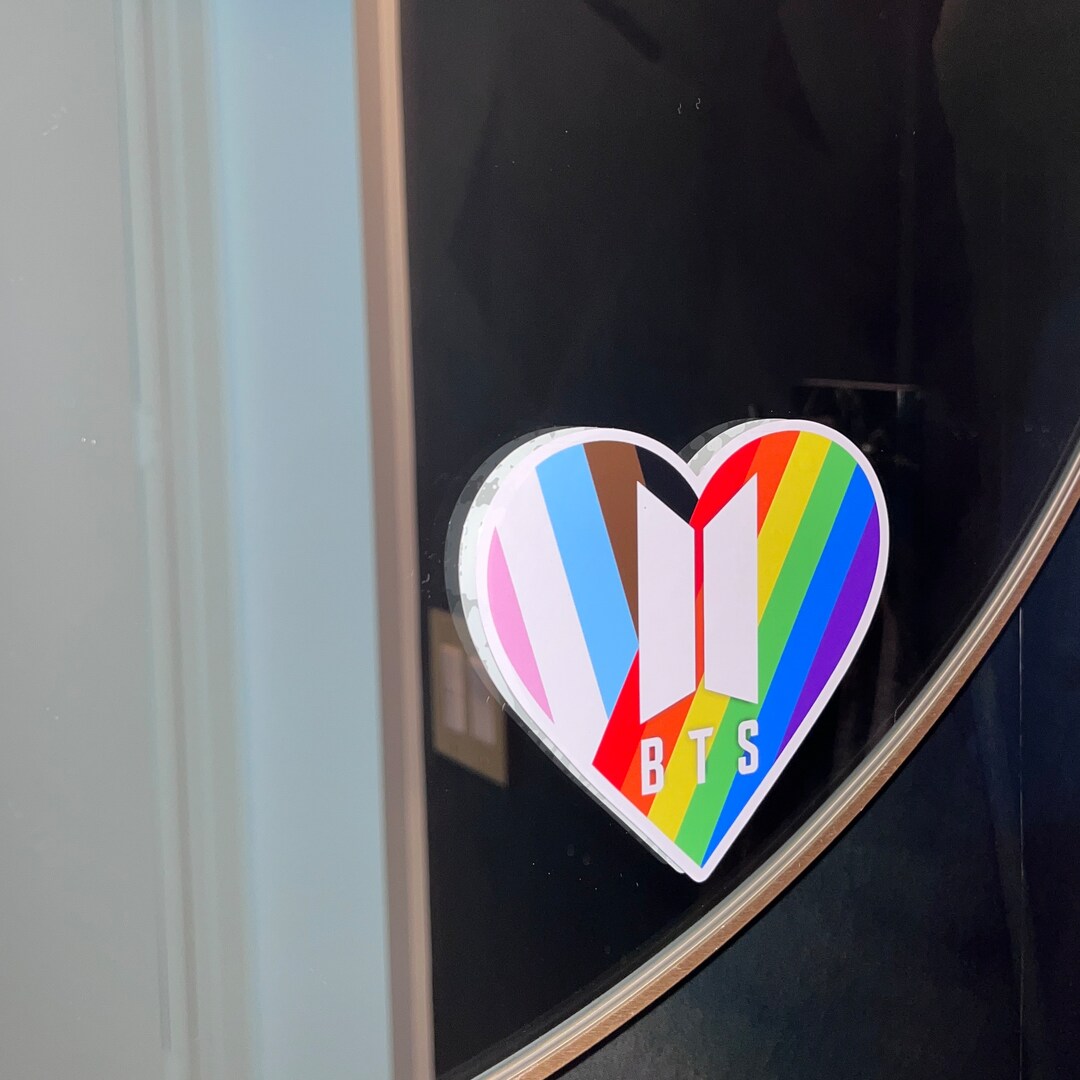 BTS Queer Pride Heart Static Cling - Waterproof Vinyl Window Glass ...