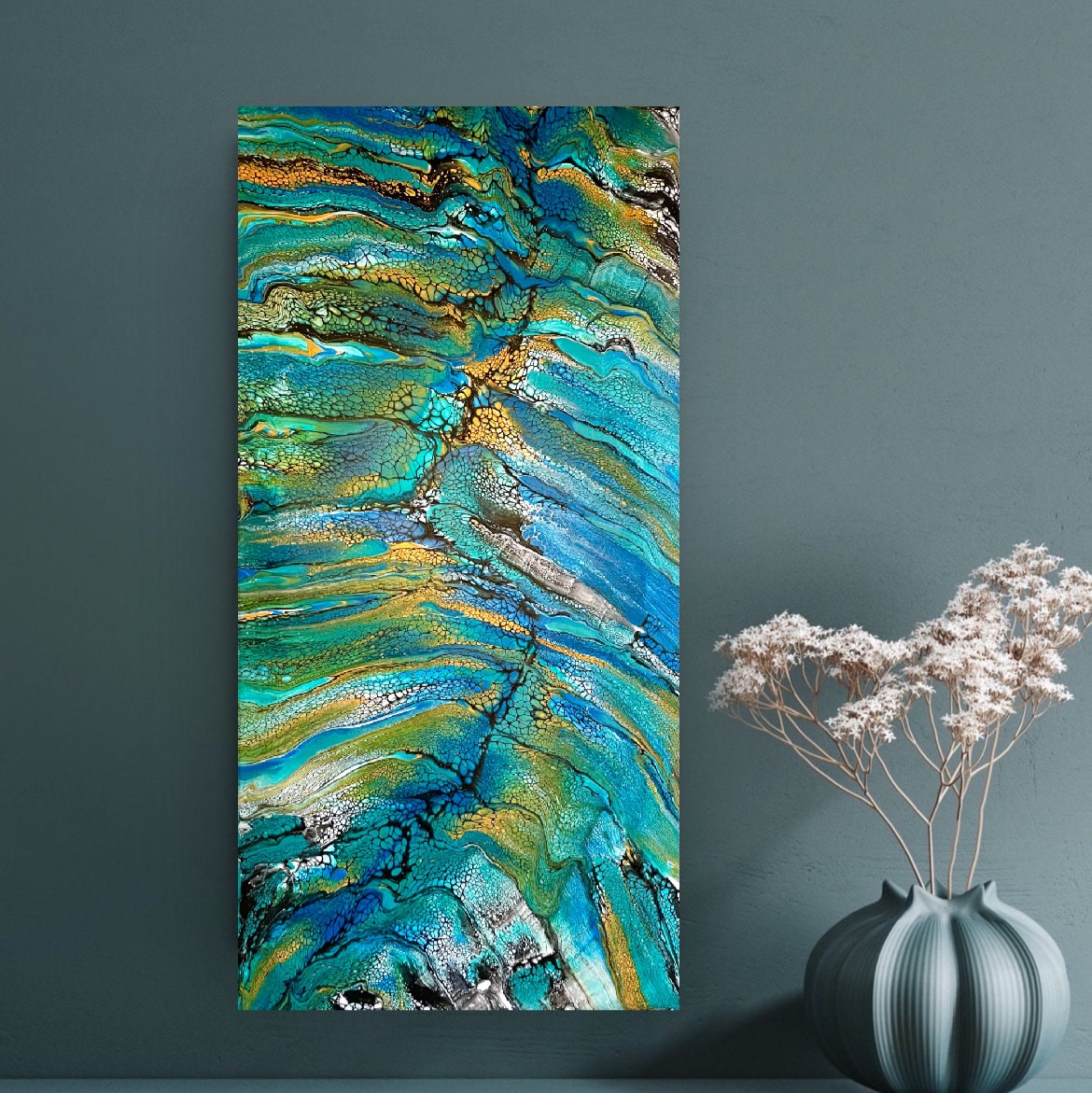 Beautiful Blue Abstract Fluid Art Acrylic Pour Painting/shelee Art ...
