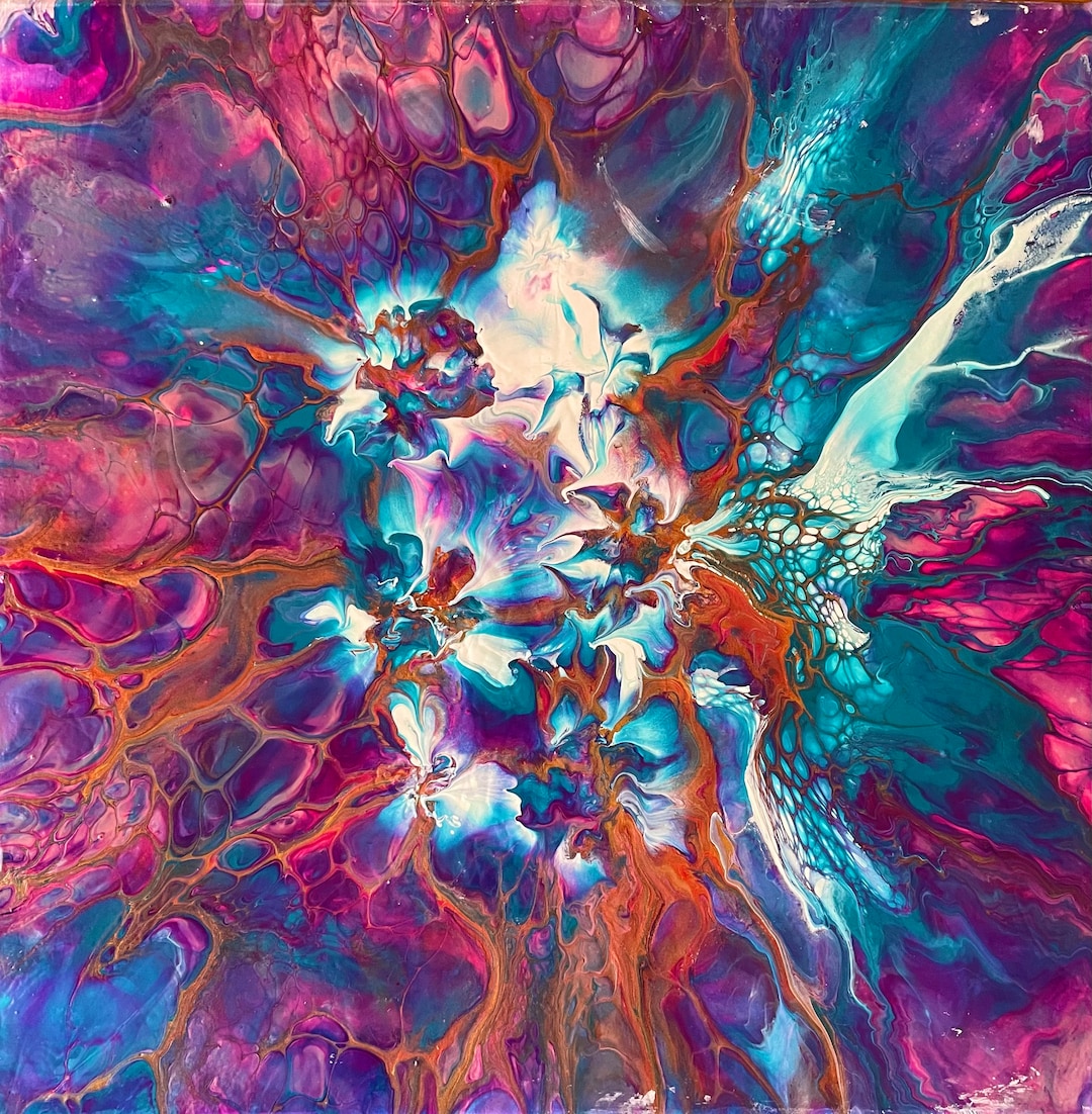 Acrylic Pour Painting on Canvas/abstract Fluid Artwork/shelee Art Bloom ...