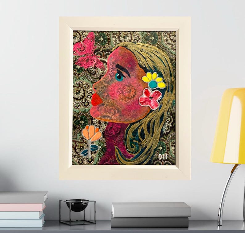 Abstract Portrait of Young Flowerhead Girl/face Art/contemporary Art ...