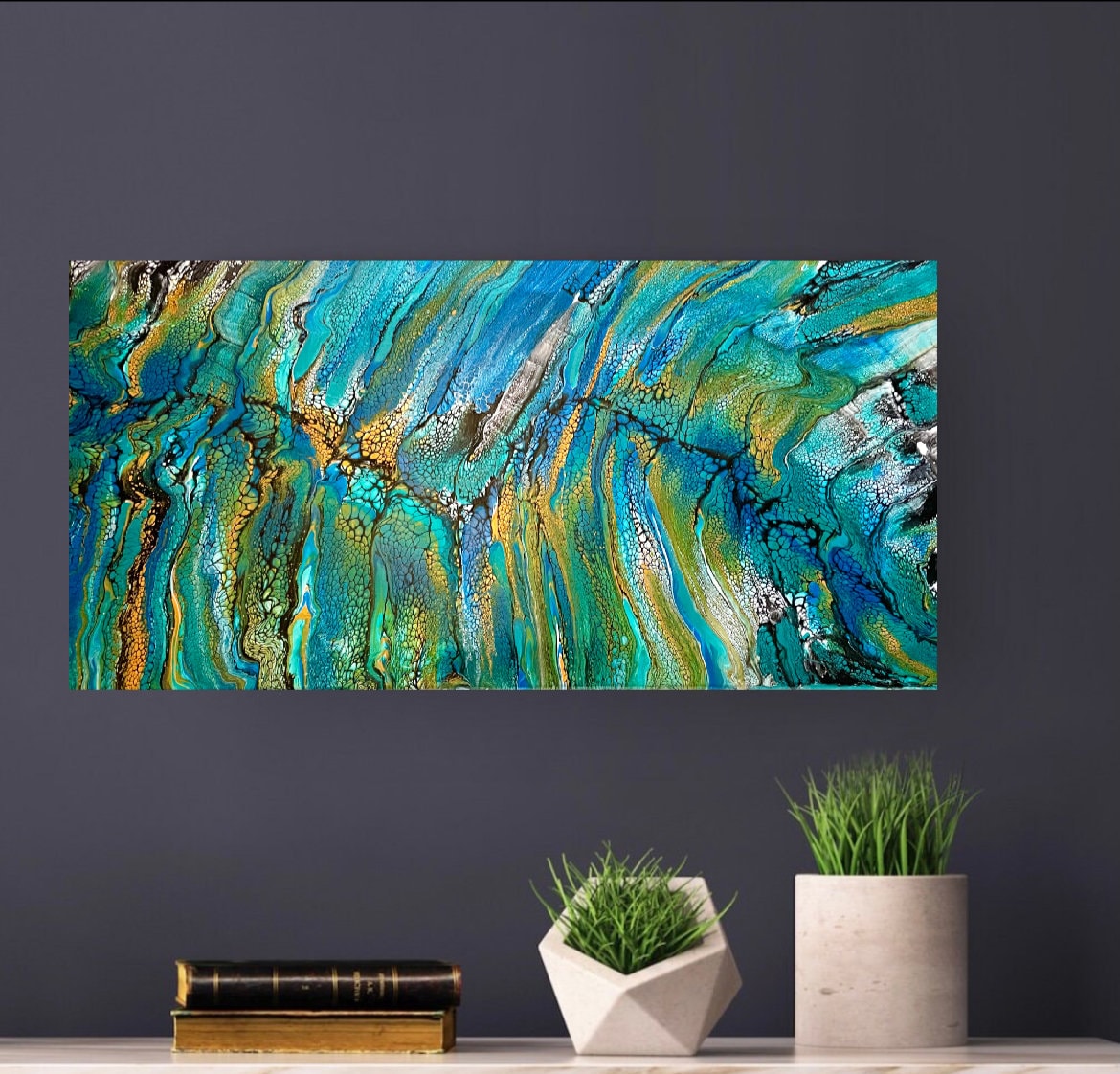 Beautiful Blue Abstract Fluid Art Acrylic Pour Painting/shelee Art ...