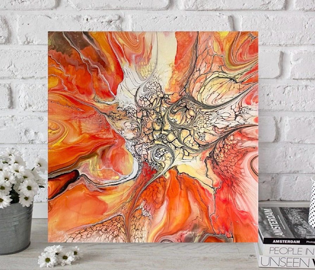 Beautiful Acrylic Pour Bloom Painting on Canvas/fluid Art Painting ...
