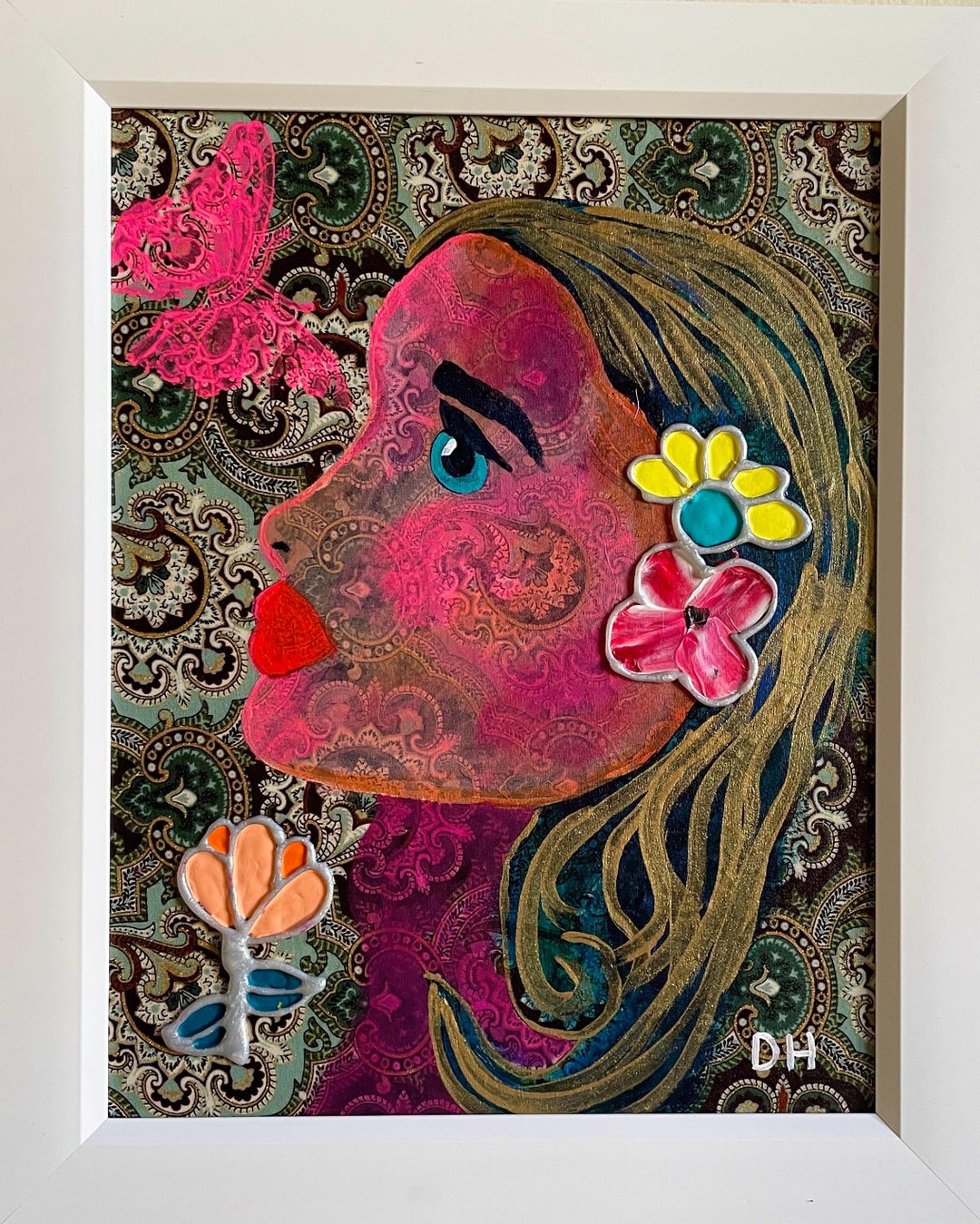Abstract Portrait of Young Flowerhead Girl/face Art/contemporary Art ...