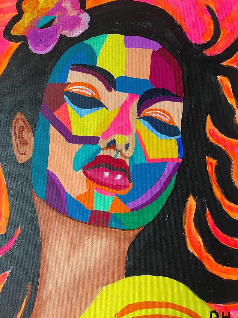 Abstract Pop Art Face Painting/whimsical Face Art/impressionist Art ...