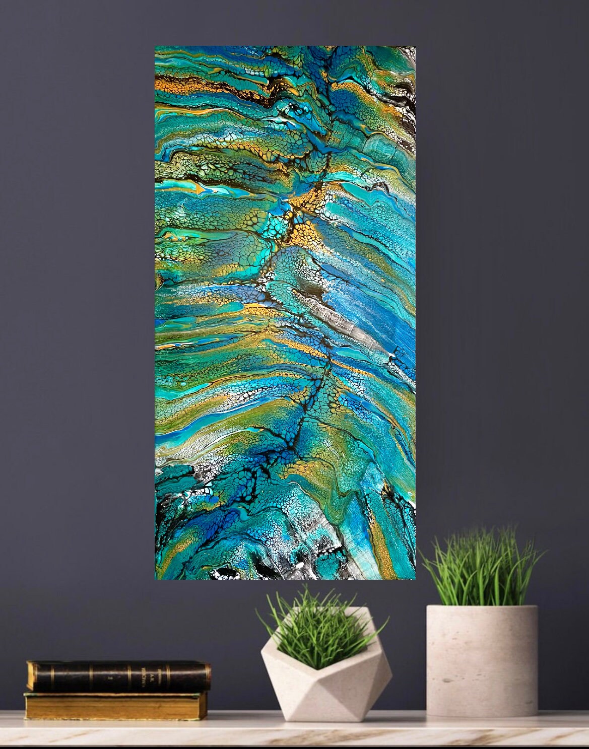 Beautiful Blue Abstract Fluid Art Acrylic Pour Painting/shelee Art ...