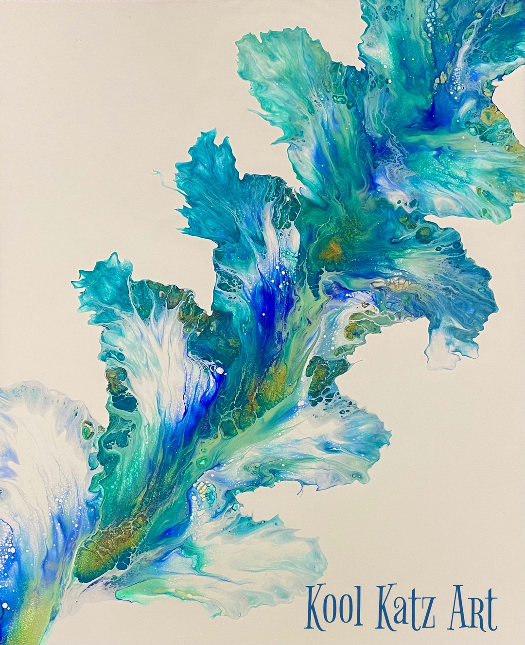 Blue Dutch Pour Acrylic Pour Painting on Canvas/fluid Artwork/16 X 20 ...