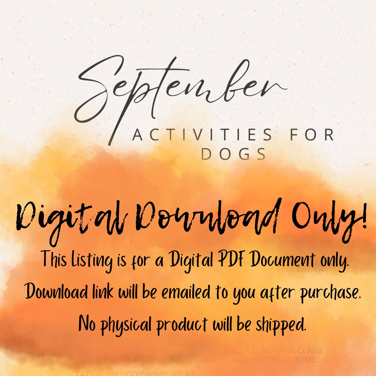 September Dog Activity Checklist / Dog Activity Ideas / - Etsy