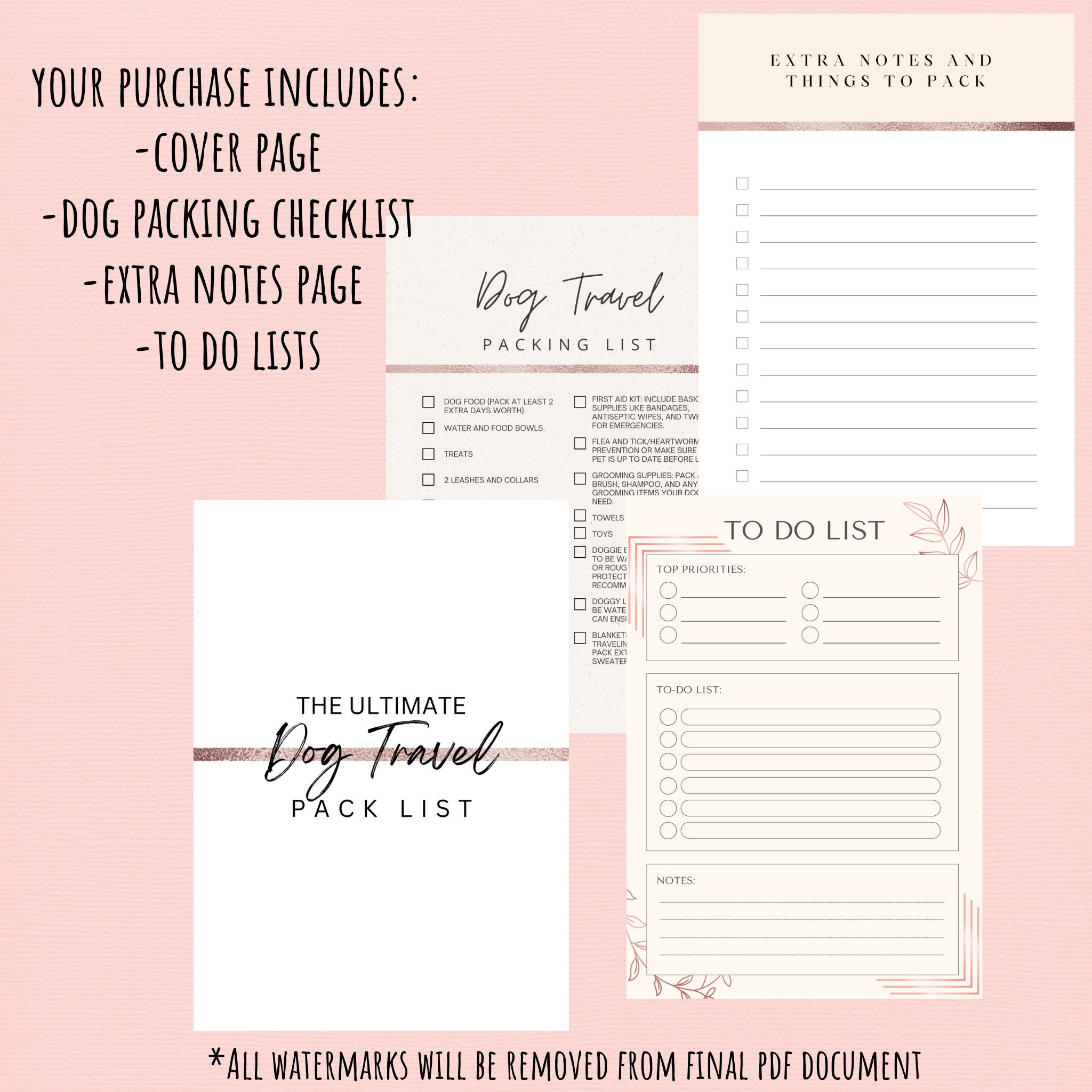 Dog Travel Packing List / Dog Roadtrip Checklist / Instant Download ...