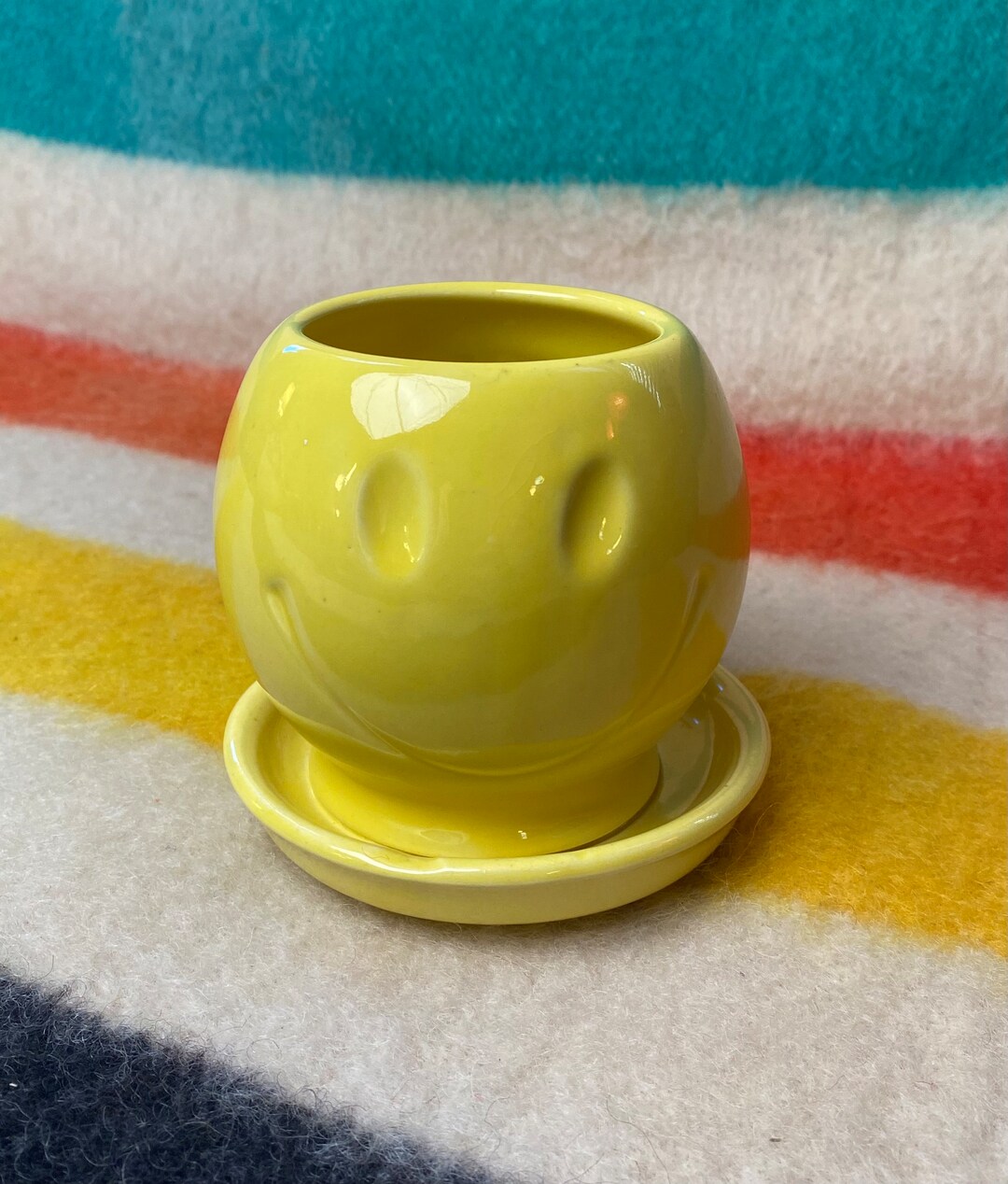 Vintage Rare 1970s Mccoy Pottery Smiley Face Planter Mid Century Decor ...