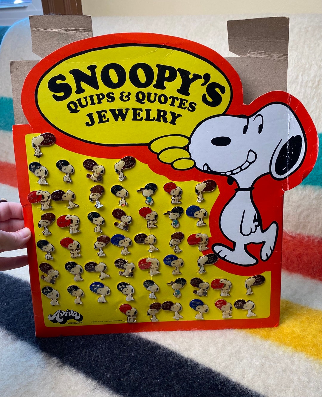 Vintage Rare Snoopy Peanuts Aviva Pin Store Display 1970s Snoopy’s ...