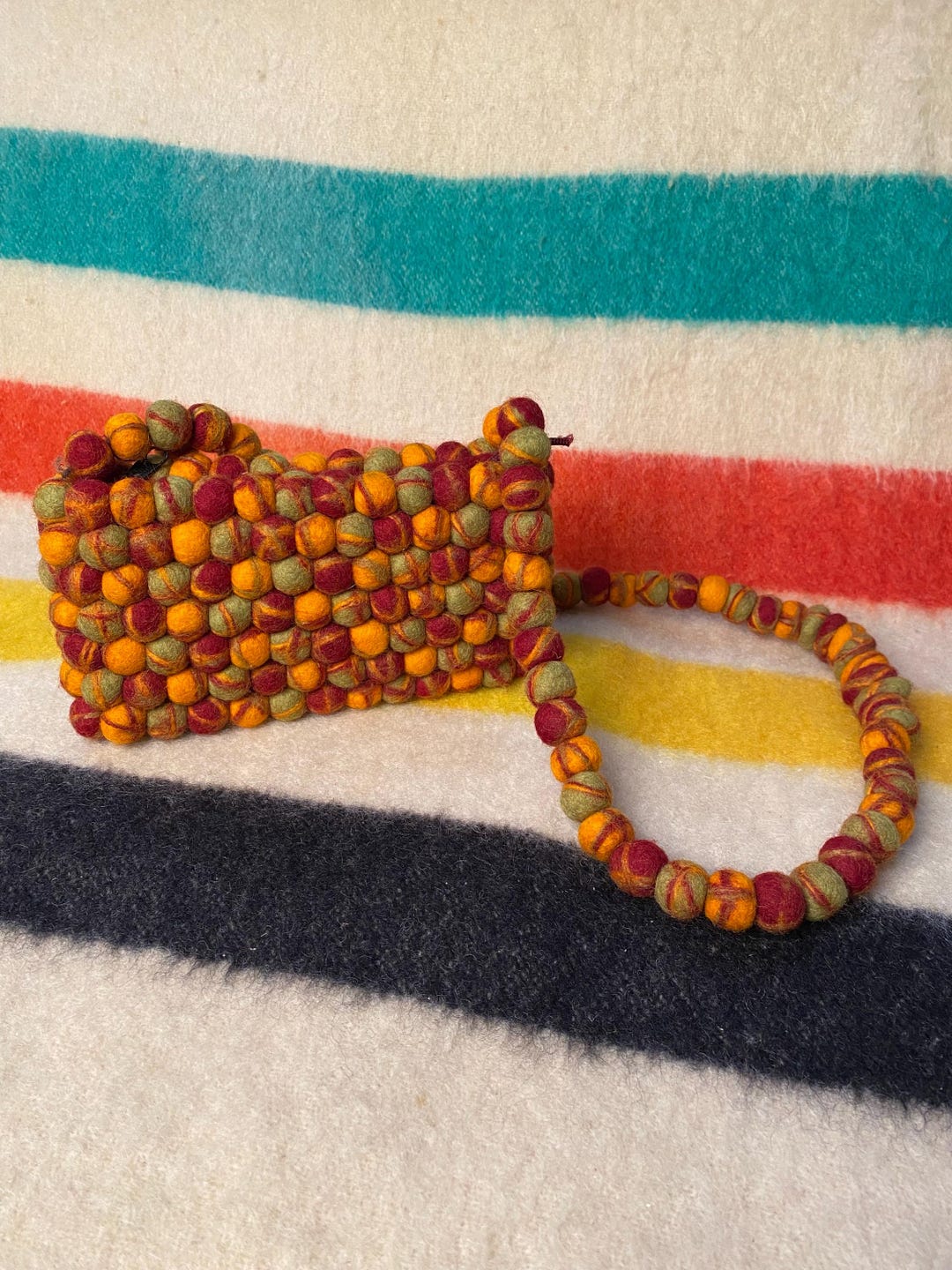 Vintage Rising Tide Nepal Felted Boiled Wool Shoulder Bag Purse Handbag ...