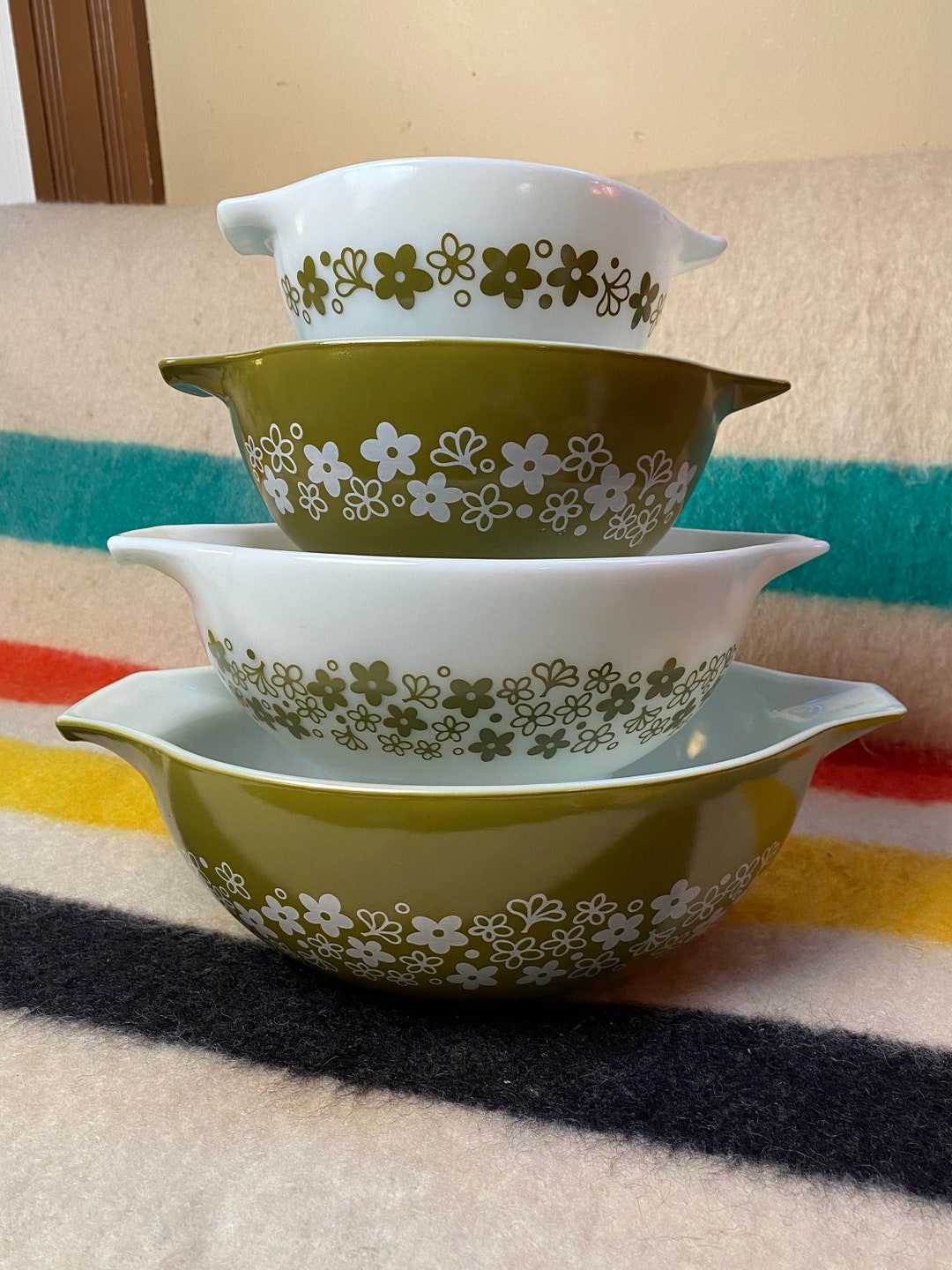 Vintage Pyrex Spring Blossom Cinderella Handle Mixing Bowl Set 1970s ...