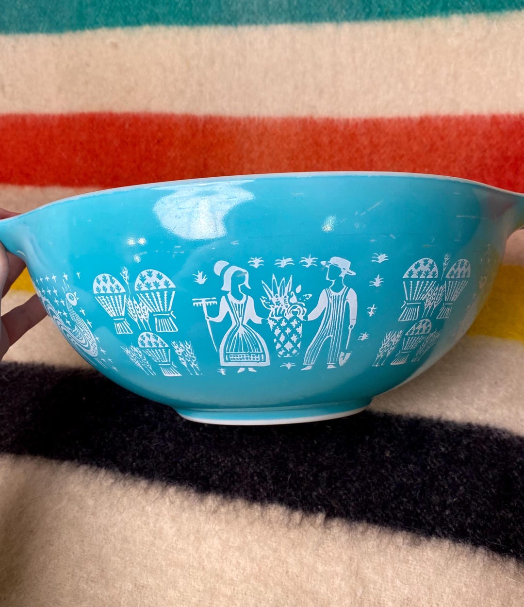 Vintage Rare Pyrex Lady on the Left Butterprint 444 Cinderella Handle ...