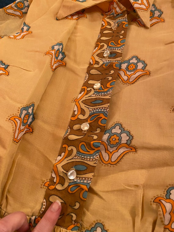 Vintage Ladies 1970s Dutch Psychedelic Print Orange T… - Gem